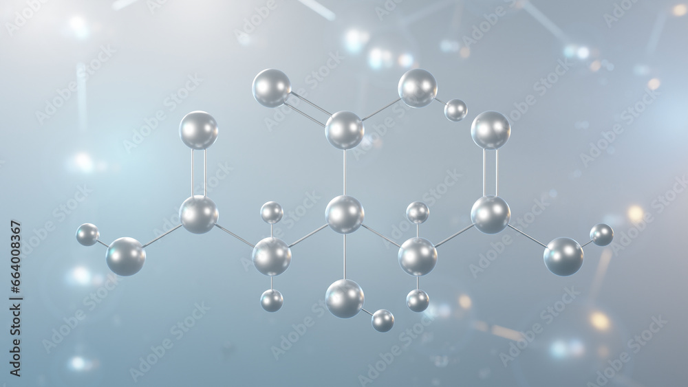citric acid molecular structure, 3d model molecule, colorless weak ...
