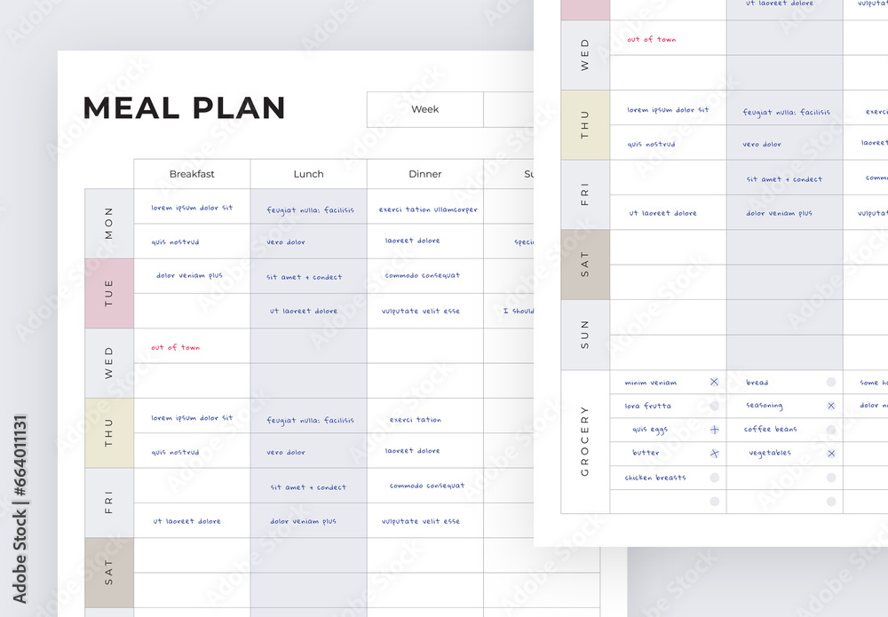 Meal Planner Layout Stock Template | Adobe Stock