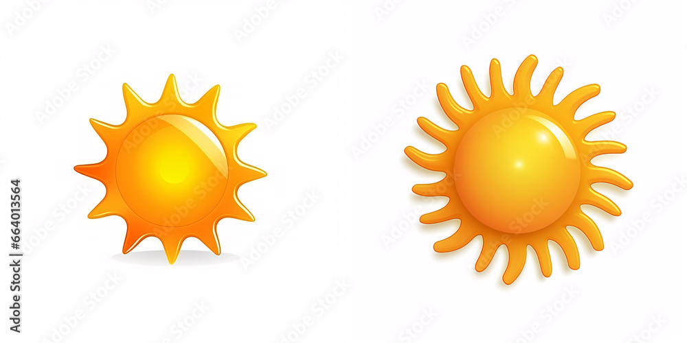 Sun icon set for weather design featuring realistic imagery..A ...