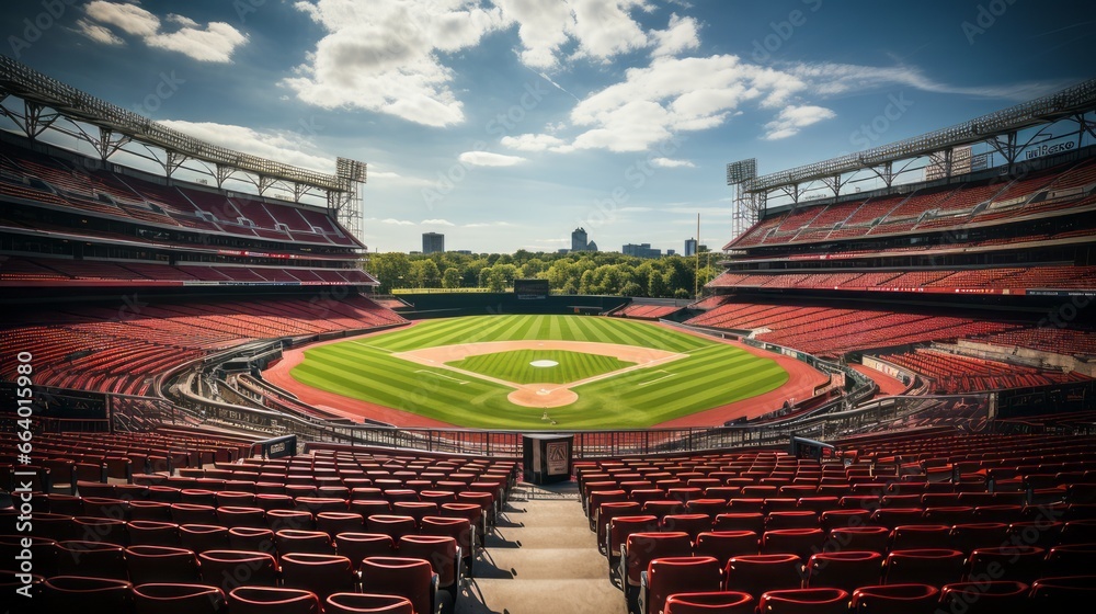Empty baseball field seen from the stands with ultra wide angle Stock ...