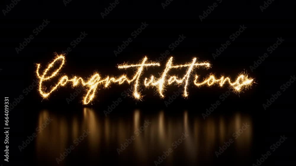 Congratulations Caption written in Sparkler Firework Text. Animated ...