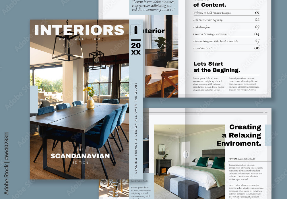 Interior Design Magazine Layout Stock Template | Adobe Stock