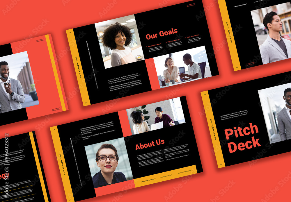 Bright and Bold Pitch Deck Layout Stock Template | Adobe Stock