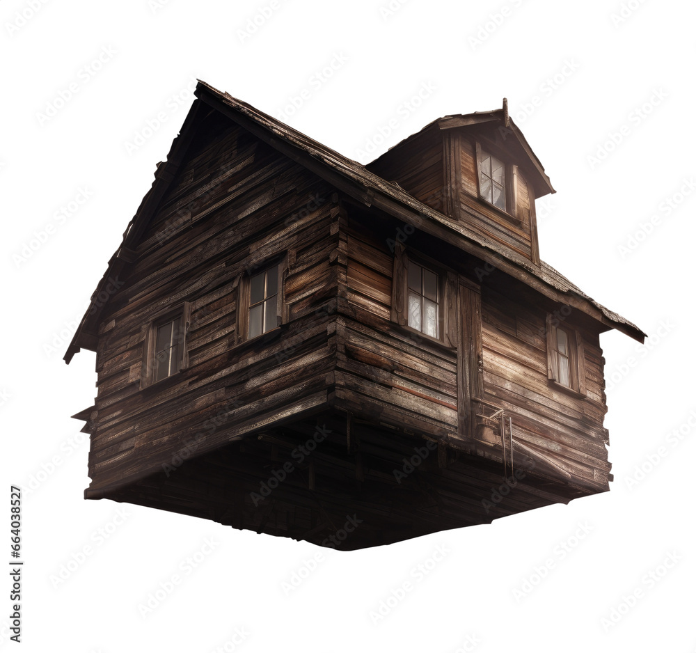 Wood house. Isolated transparent PNG background. Unique perspective ...
