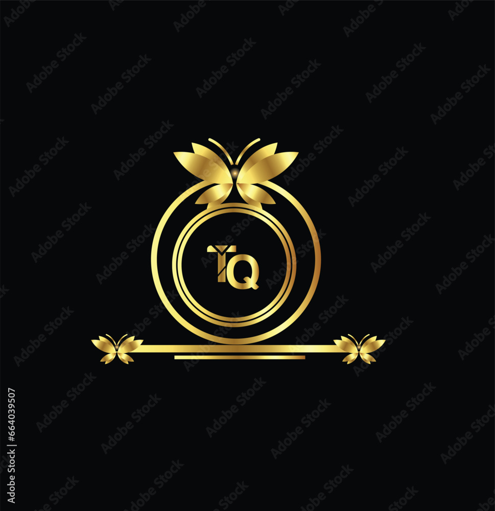 Golden luxury latter logo design tq logo, tq icon, tq letter, tq vector ...