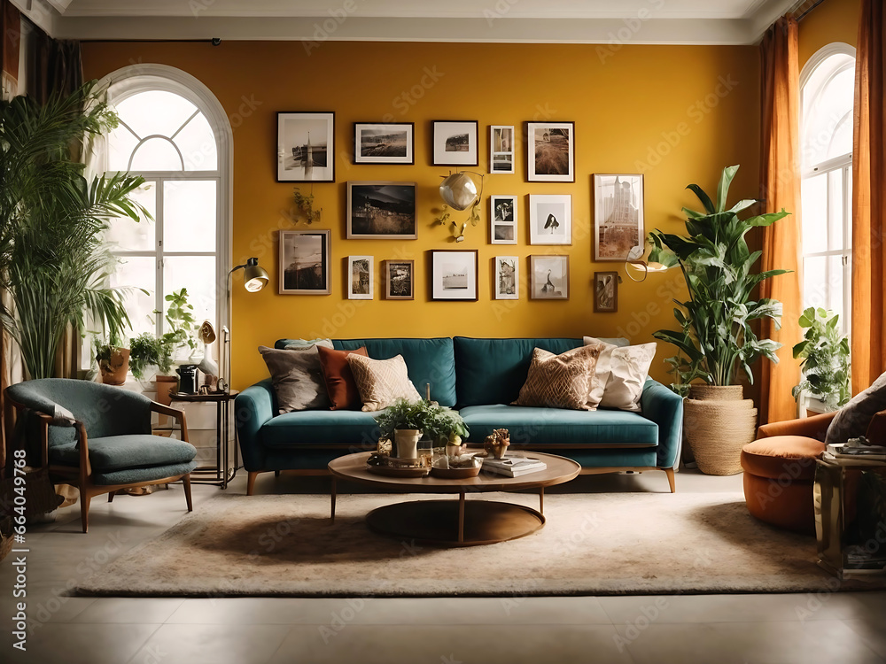 Artistic and Modern creative living room interior design featuring a ...