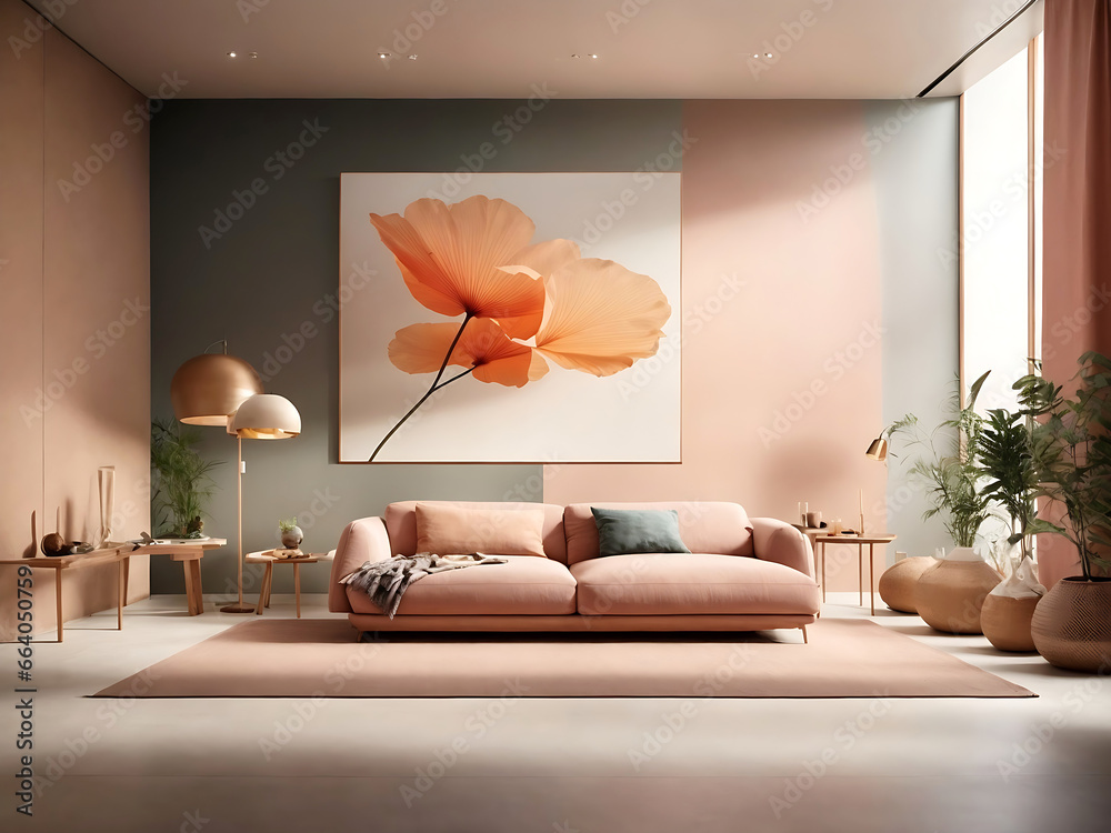 The modern creative living room interior design of a full wall ...