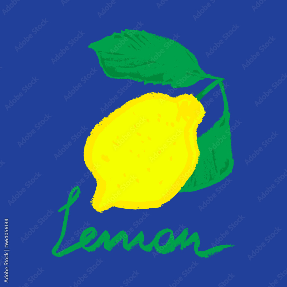 Vector hand lettering lemon symbol. Citrus fruit icon in trendy hand ...