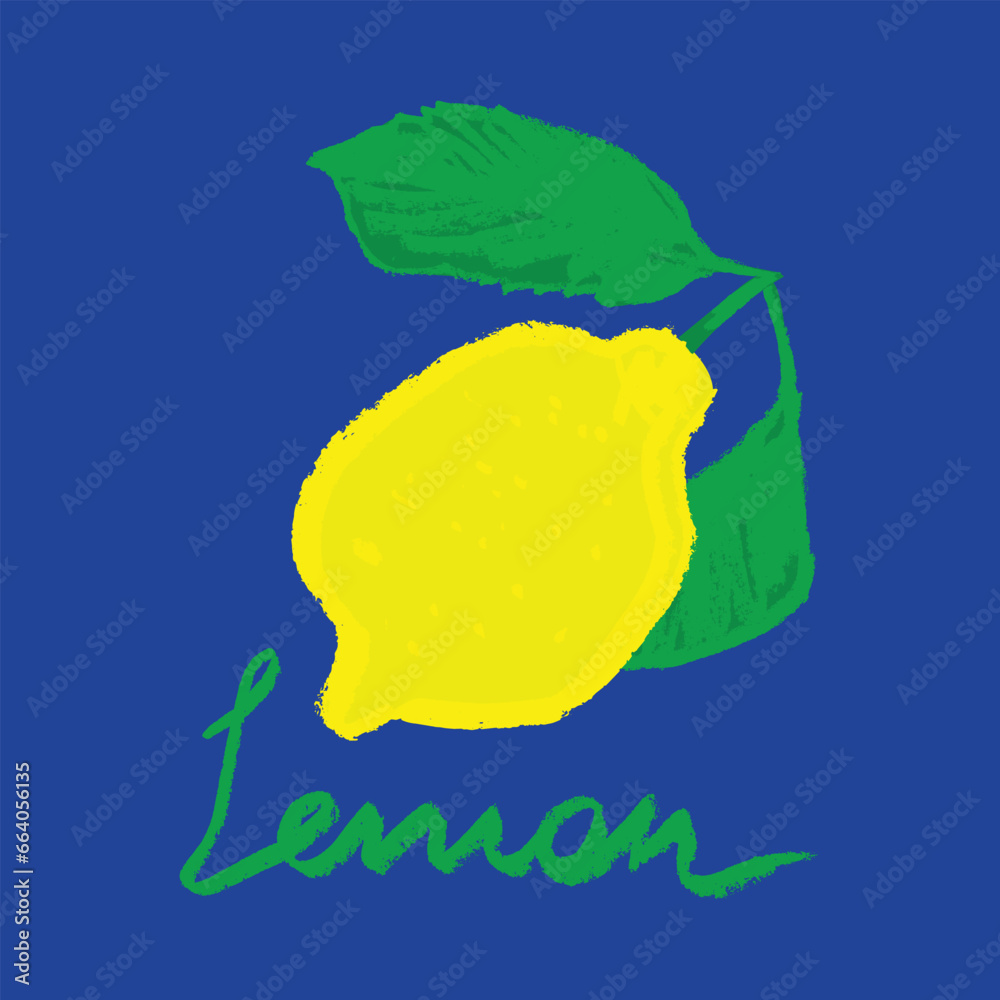 Vector hand lettering lemon symbol. Citrus fruit icon in trendy hand ...