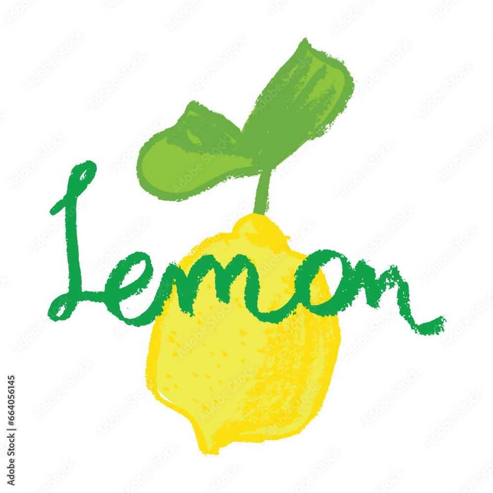Vector hand lettering lemon symbol. Citrus fruit icon in trendy hand ...