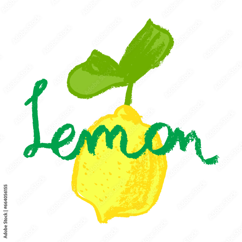 Vector hand lettering lemon symbol. Citrus fruit icon in trendy hand ...