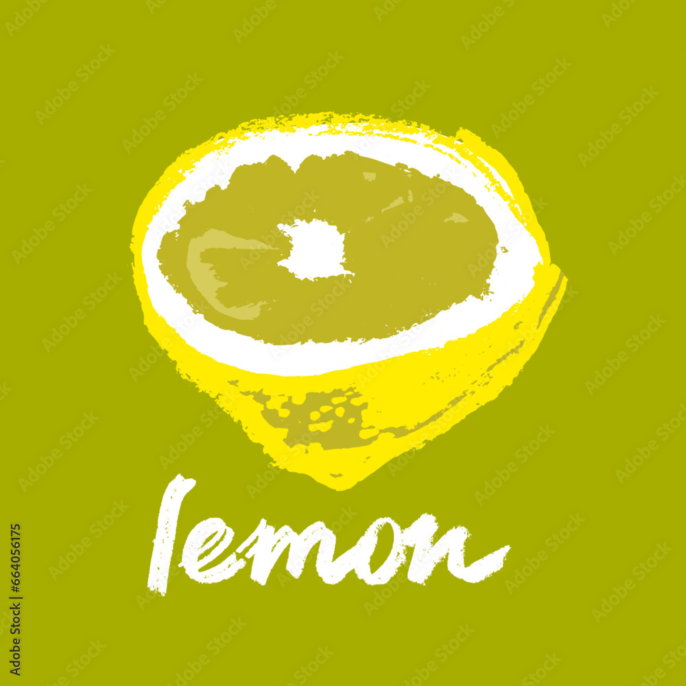 Vector hand lettering lemon symbol. Citrus fruit icon in trendy hand ...