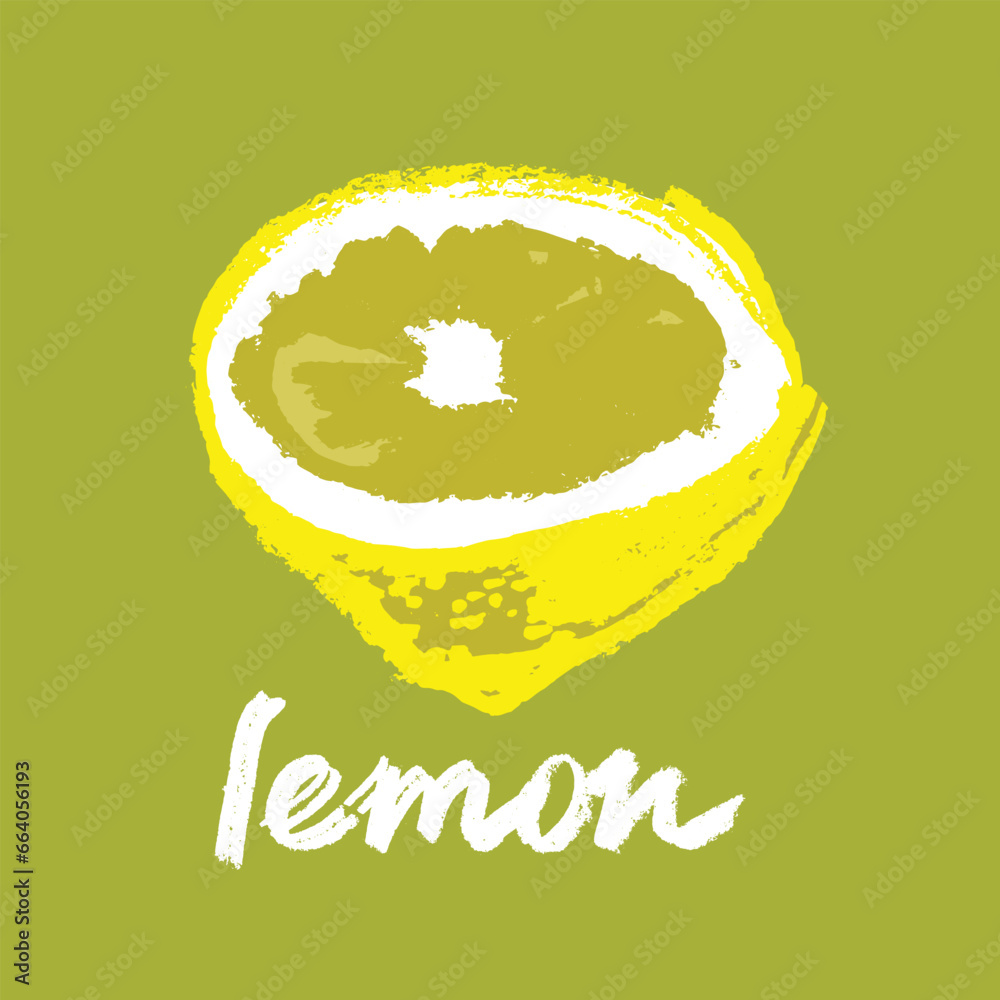 Vector hand lettering lemon symbol. Citrus fruit icon in trendy hand ...