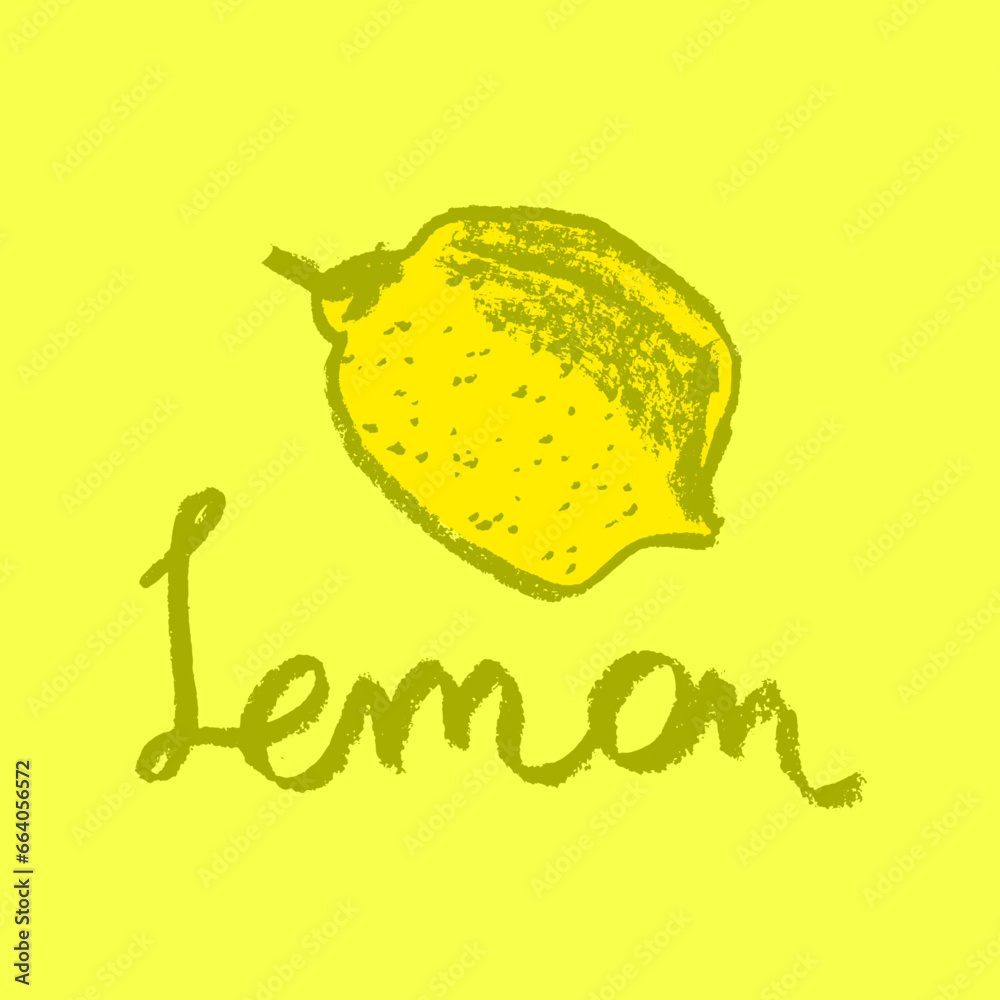 Vector hand lettering lemon symbol. Citrus fruit icon in trendy hand ...