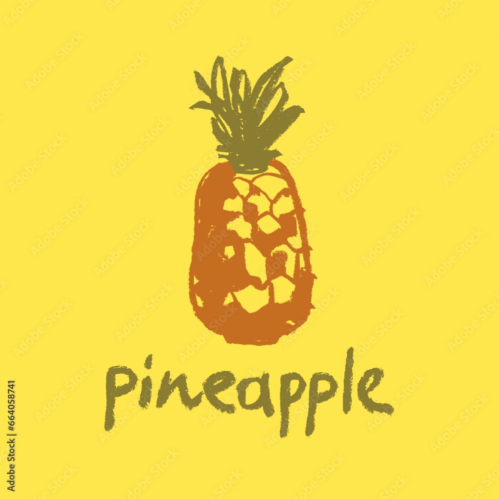 Vector pineapple symbol. Ananas icon in trendy hand drawn doodle style ...