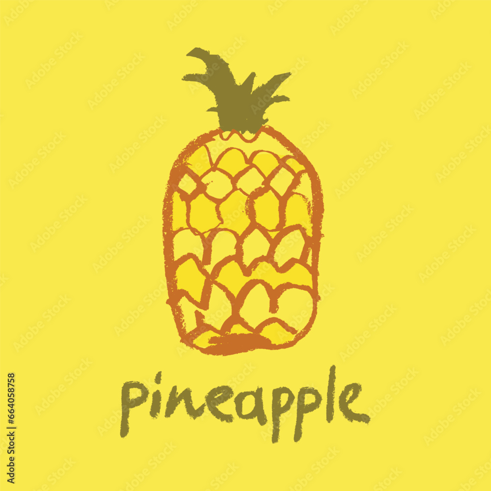 Vector pineapple symbol. Ananas icon in trendy hand drawn doodle style ...