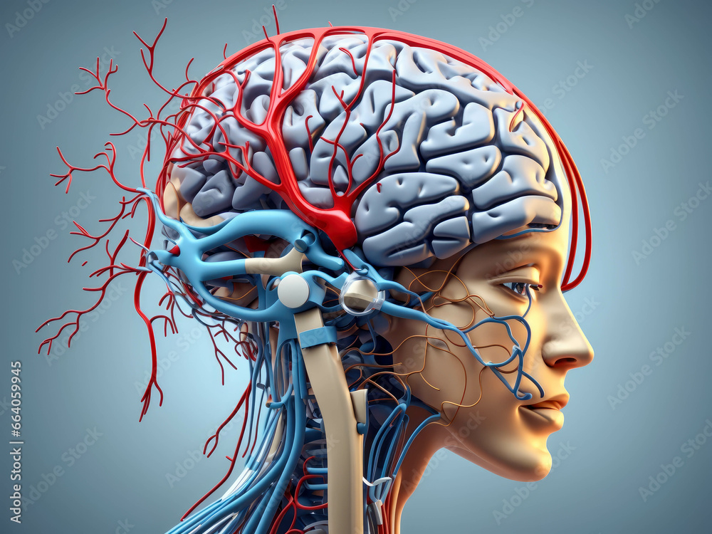 Human nervous system, artwork. Vagus Nerve of brain. brain anatomy ...