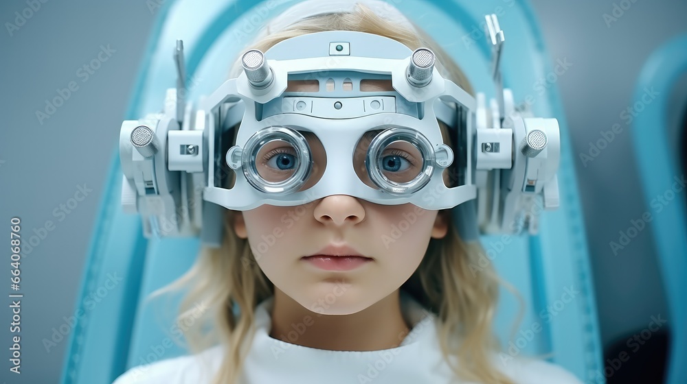 Little girl patient taking eye refraction test. Stock Photo | Adobe Stock