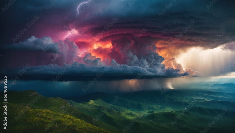 Epic dramatic storm cell as seen from high on a mountain Stock Photo ...