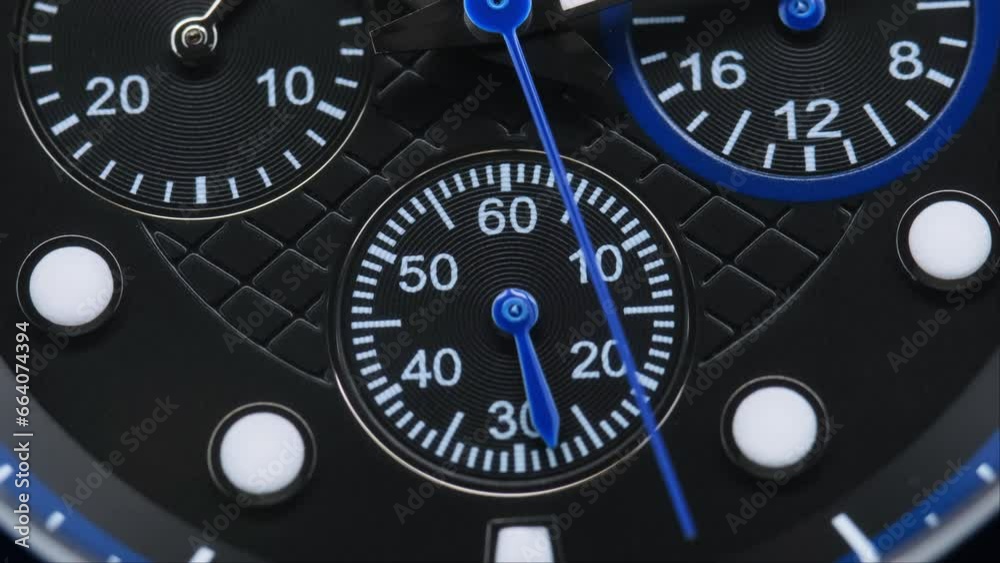 Close Up Of Stylish Luxury Man Wrist Watch With Moving Hand And ...