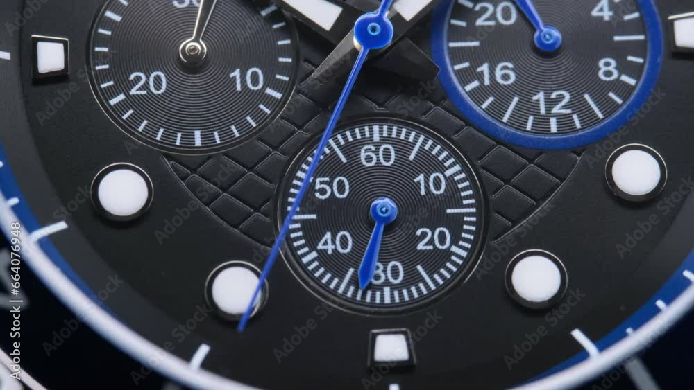 Close Up Of Stylish Luxury Man Wrist Watch With Moving Hand And ...