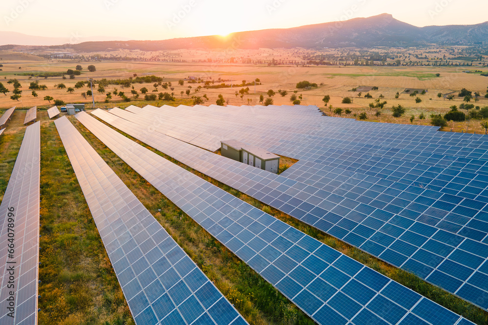 Solar power plant renewable energy. Green tech with carbon neutral ...
