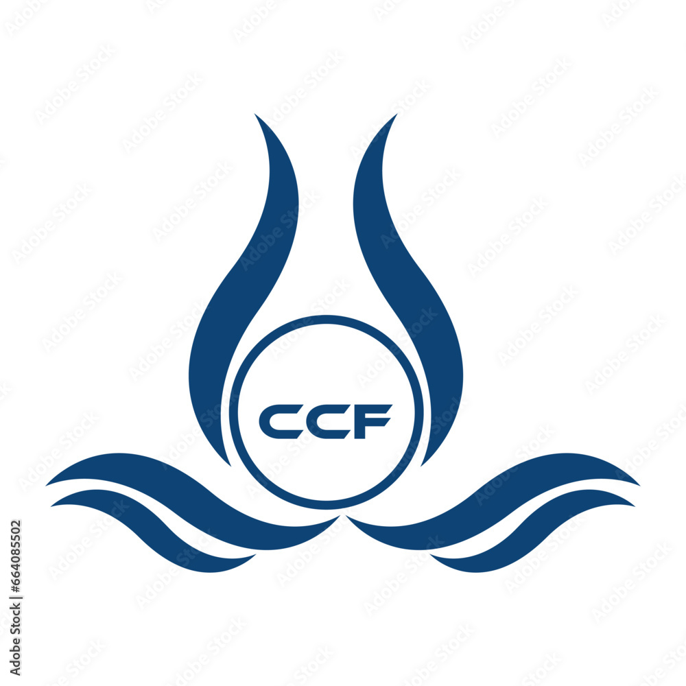 CCF letter water drop icon design with white background in illustrator ...