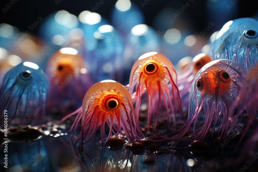 Rotifers, tiny aquatic organisms, displaying their unique ciliated ...