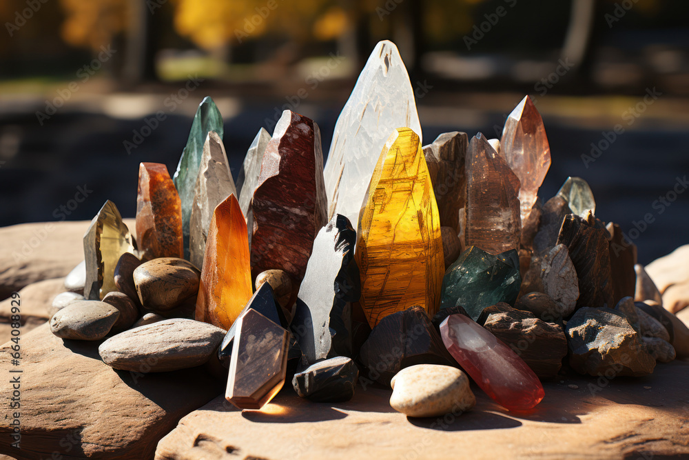 A collection of ancient stone tools, showcasing the technological ...