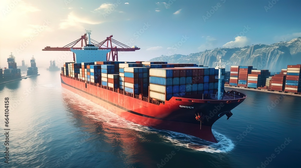 Container ship, cargo shipping business, cargo freighter Logistics ...