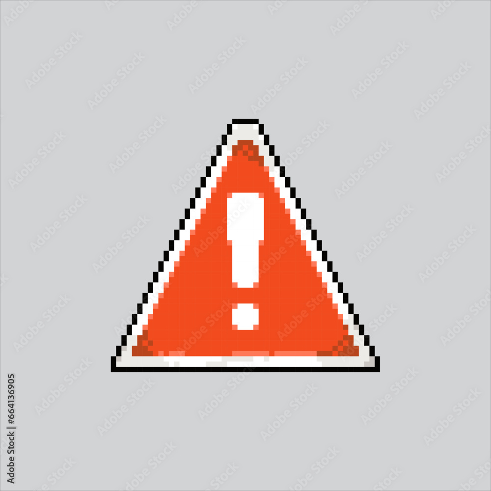 Pixel art illustration warning sign. Pixelated warning sign. warning ...