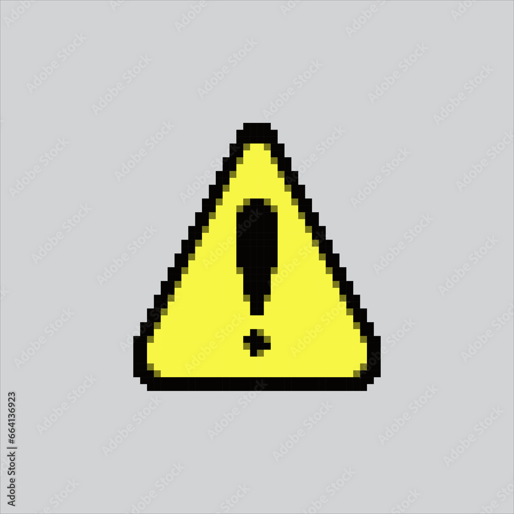 Pixel art illustration warning sign. Pixelated warning sign. warning ...
