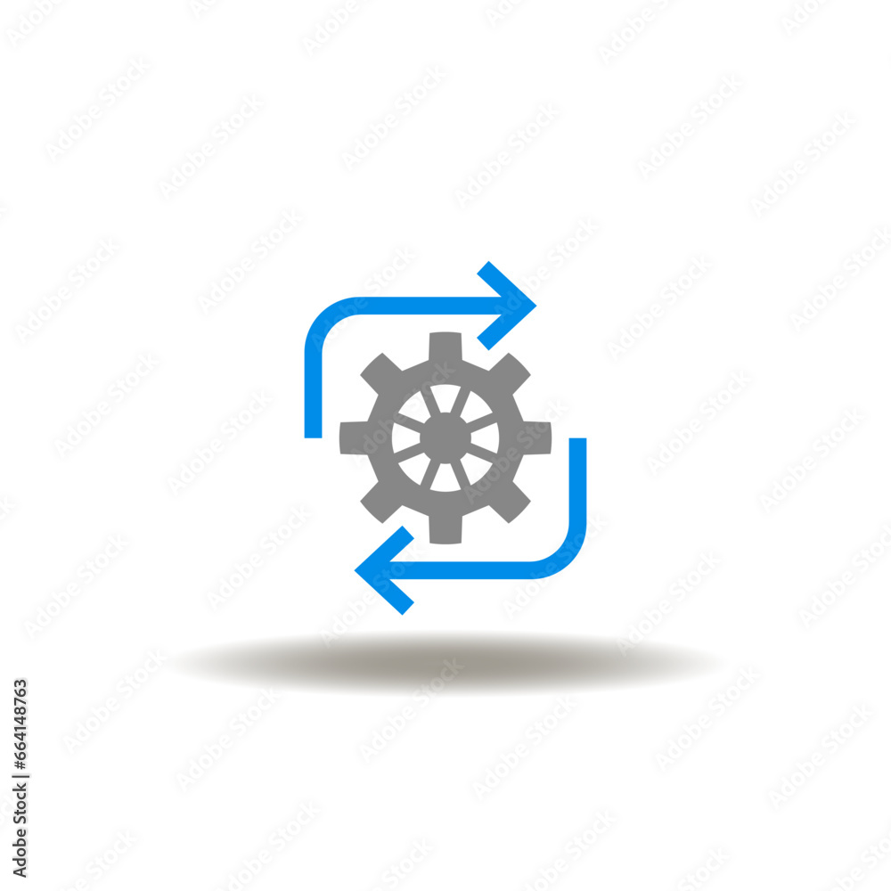 Vector illustration of gear with cycle process arrows. Icon of ...