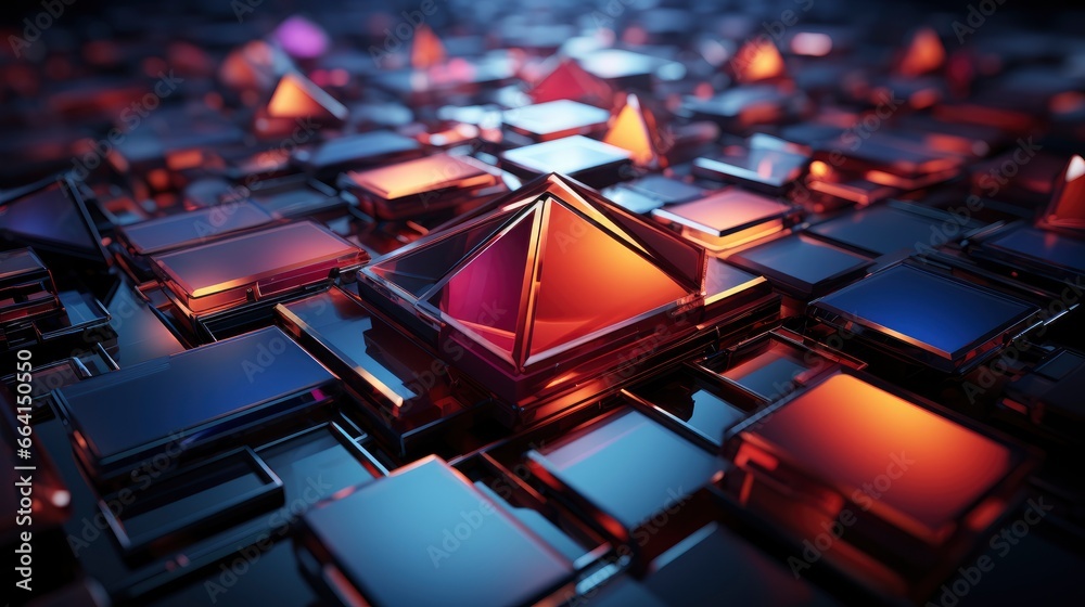 Geometric Shapes Neon Lights Background, Background Image ,Desktop ...