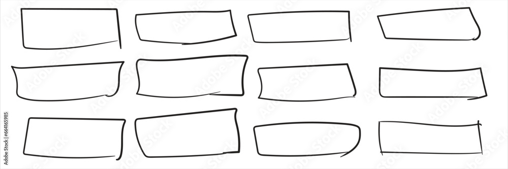 Vector hand drawn squares, blank drawing frames isolated on white ...