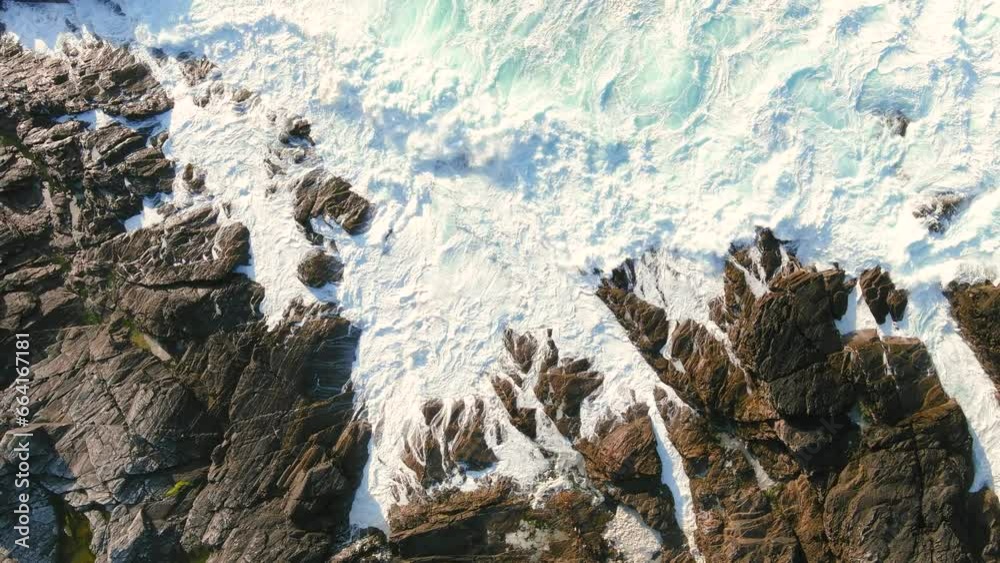 Top-down view of cliffs of Malin Head Coastal Walk, path west from ...