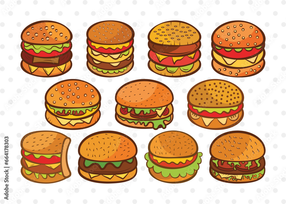 Burger Clipart SVG Cut File | Hamburger Svg | Fast Food Svg | Bbq Food ...