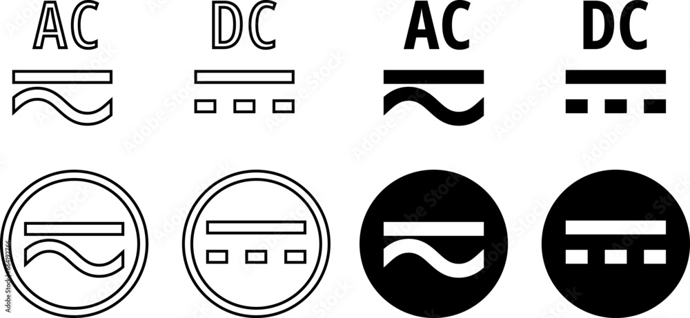 alternating current and direct current sign.ac dc symbol set Stock ...