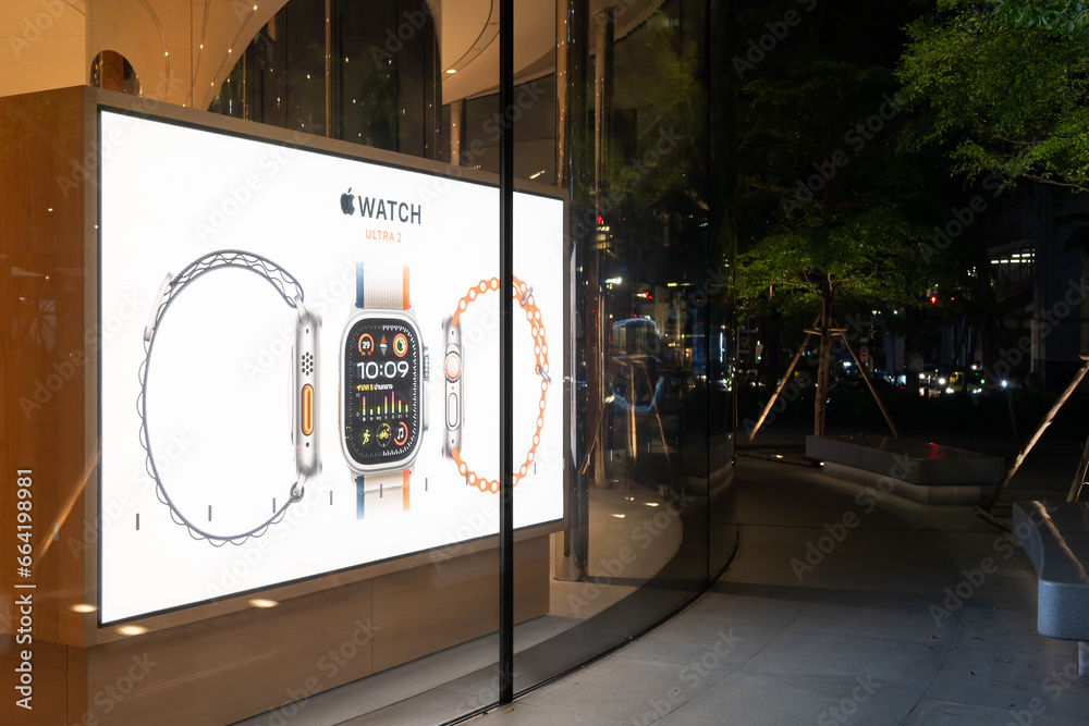 Ad spotlights the Apple Watch Ultra 2 smartwatch, with the glass window ...