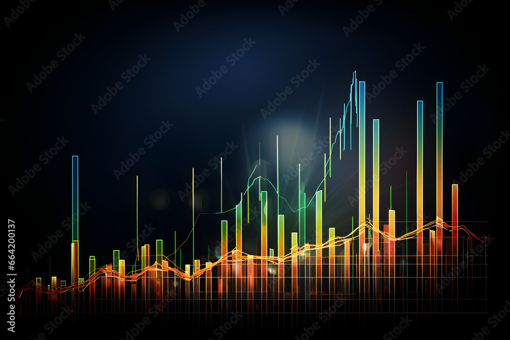 dynamic market chart depicts the steady increase of business stocks ...