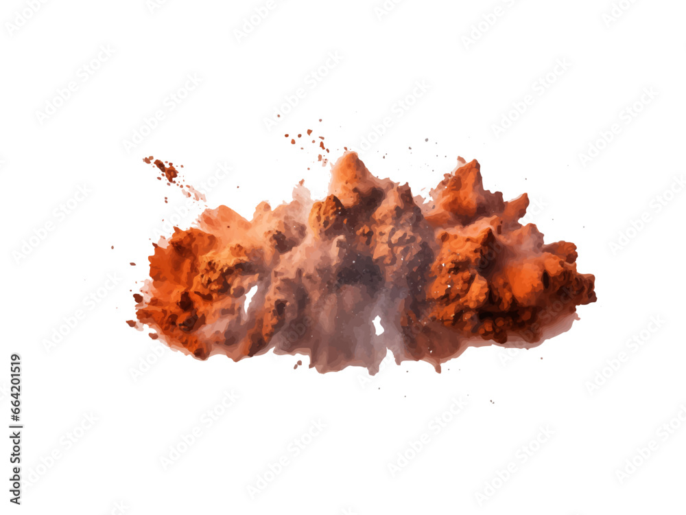 Dirt dust isolated on white background and texture. Dry soil explosion ...