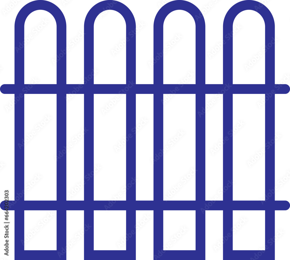 Blue Line Fence, protection icon. garden, outdoor, house vector. wall ...