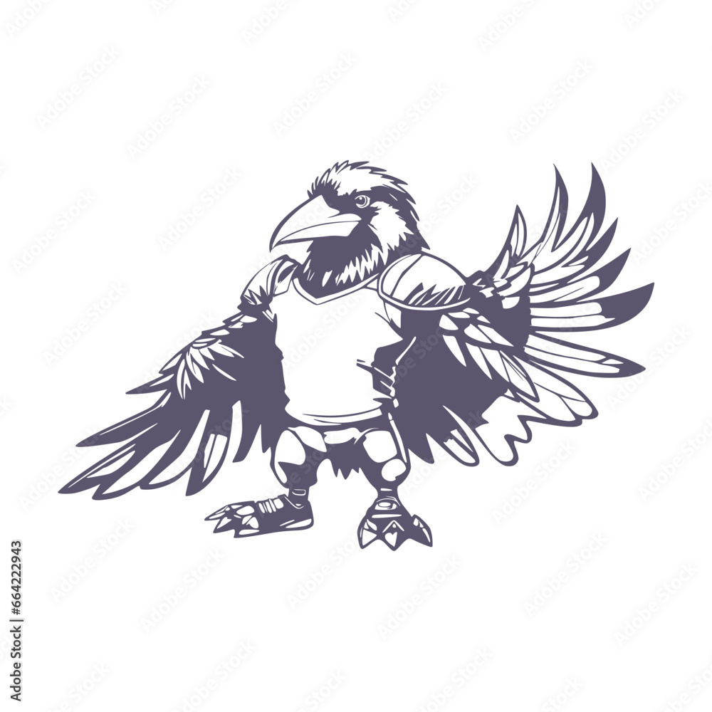 Cartoon raven mascot for sport and esport team club. Basketball or ...