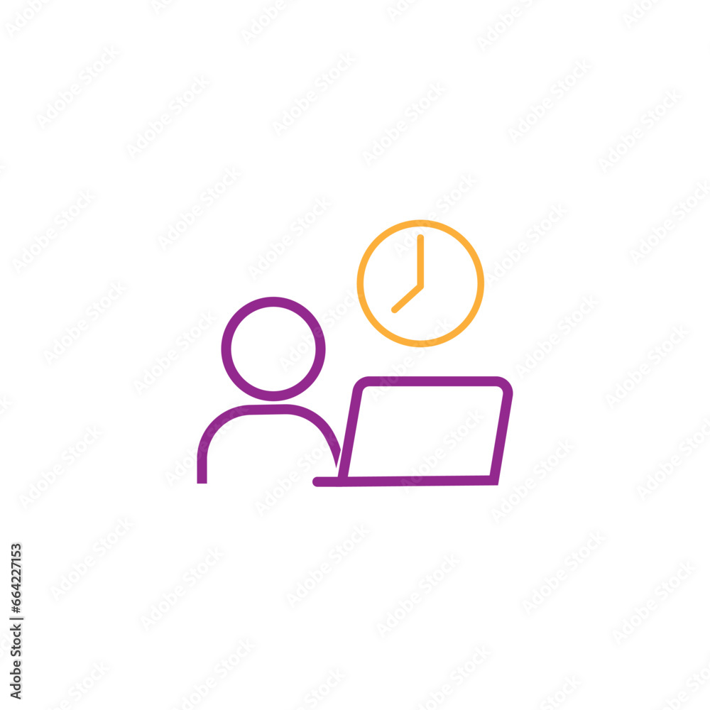 flexible schedule work icon, worker hours, punctual business man, part ...