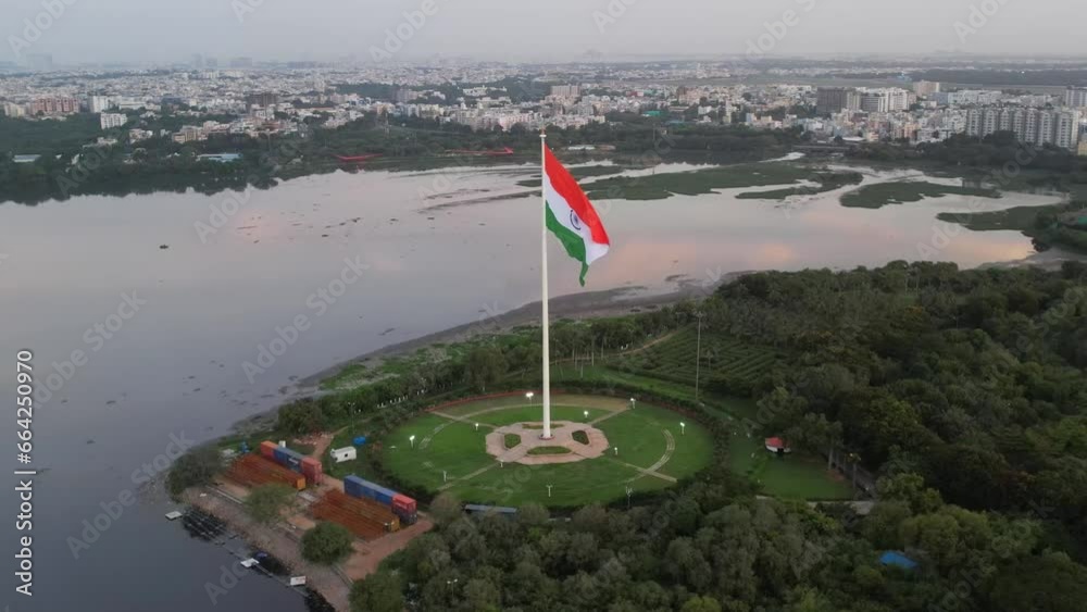 Aerial cinematic footage of the tallest Indian flag in the world near ...