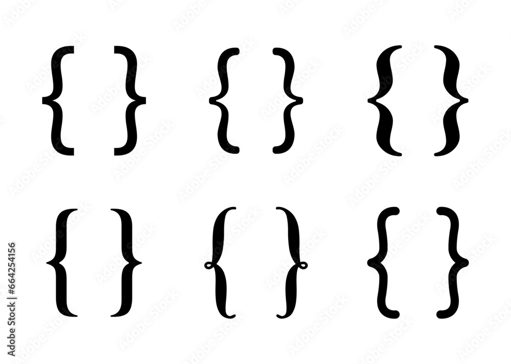 Bracket icon set. brackets, parenthesis, braces, curl, curly, answer ...