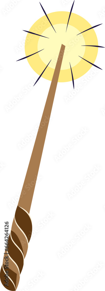 Decorative magic wand with a magic light. Magical cartoon power. Vector ...