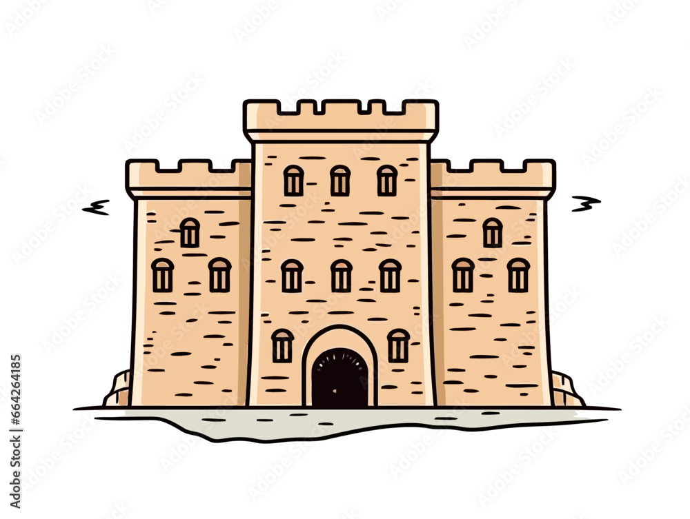 Doodle Fort Toulouse, cartoon sticker, sketch, vector, Illustration ...