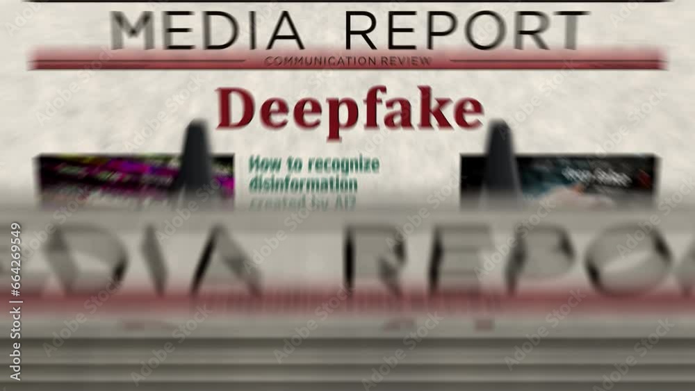Deepfake AI disinformation fake news and misinformation daily news newspaper printing. Abstract ...