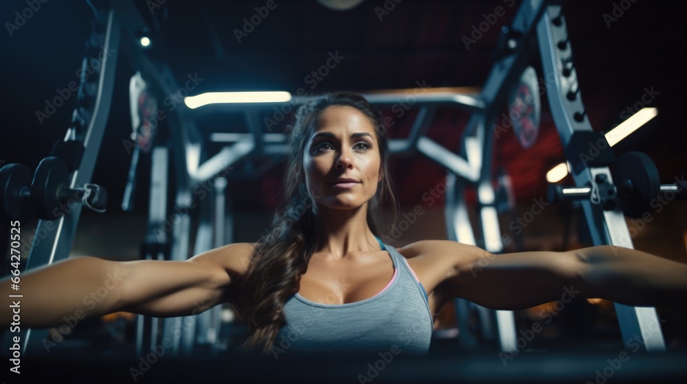 Female Fitness Model Posing in the Gym. Fictional characters created by ...
